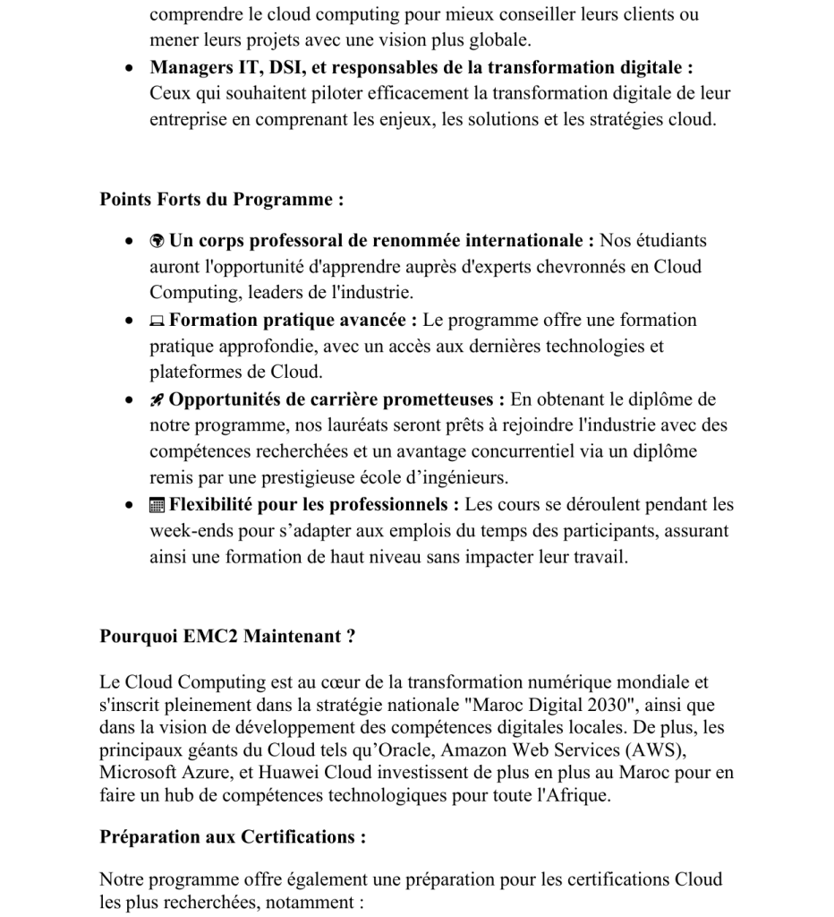 Lancement des inscriptions pour la 3ème édition de l’Executive Master en Cloud Computing – Ecole ...